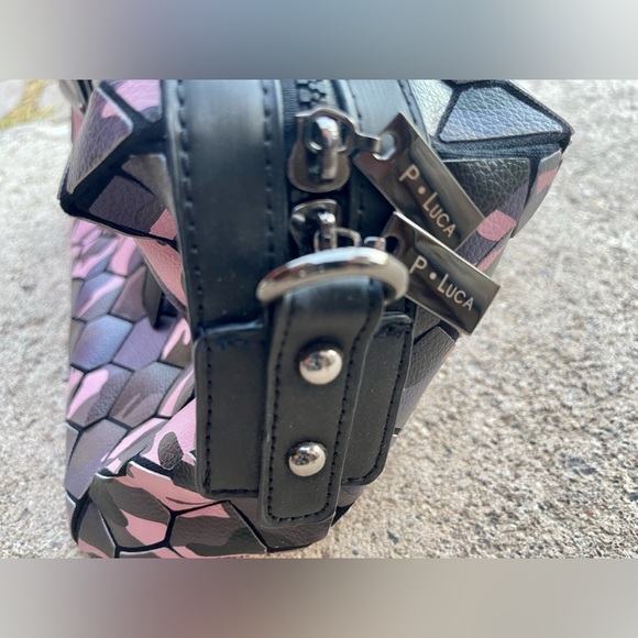 Patrizia Luca | Bags | Patrizia Luca Geometric Camo Pink Lavender Black ...